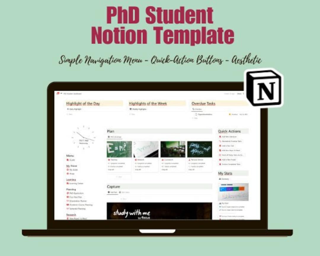Phd Student Notion Template 2023 | All in One Notion Organizer ...