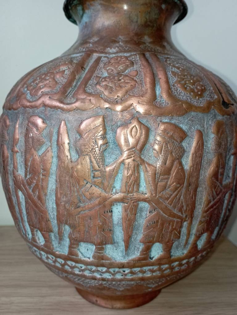 An Exquisite Persian Copper Vase of the 19th Century Heavy - Etsy