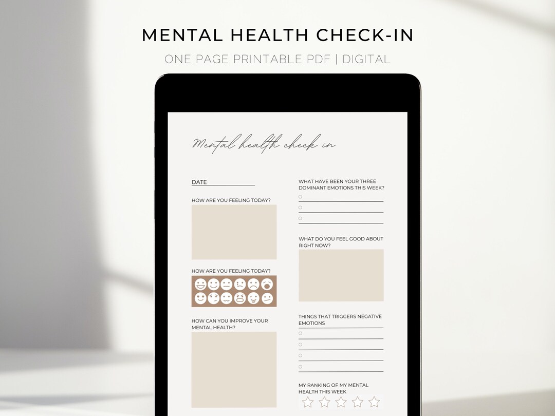 Mental Health Check-in Printable, Daily Check-in, How You Feel, How is ...