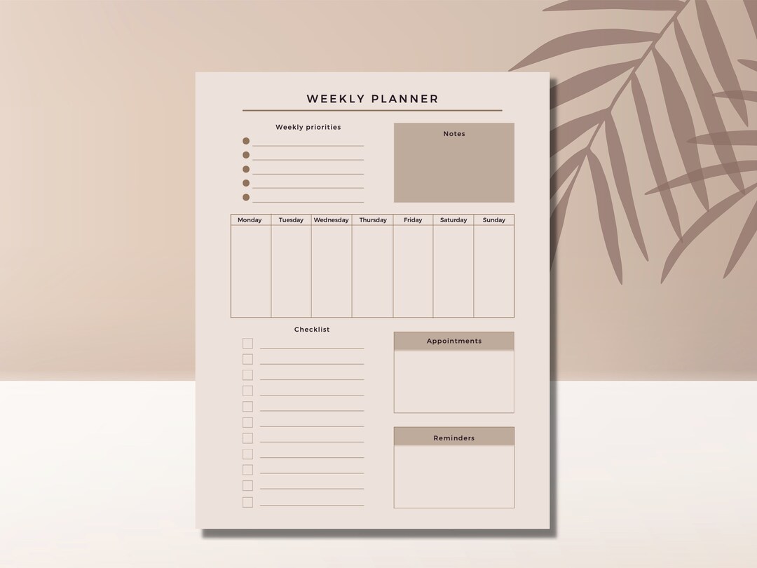 Weekly Planner Printable: Priorities, Checklist, Appointments (a4/a5 ...