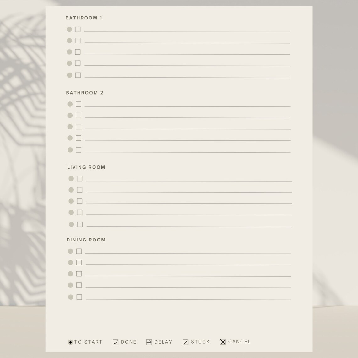 Weekly Cleaning Checklist Printable, to Start, Done, Delayed, Stuck ...