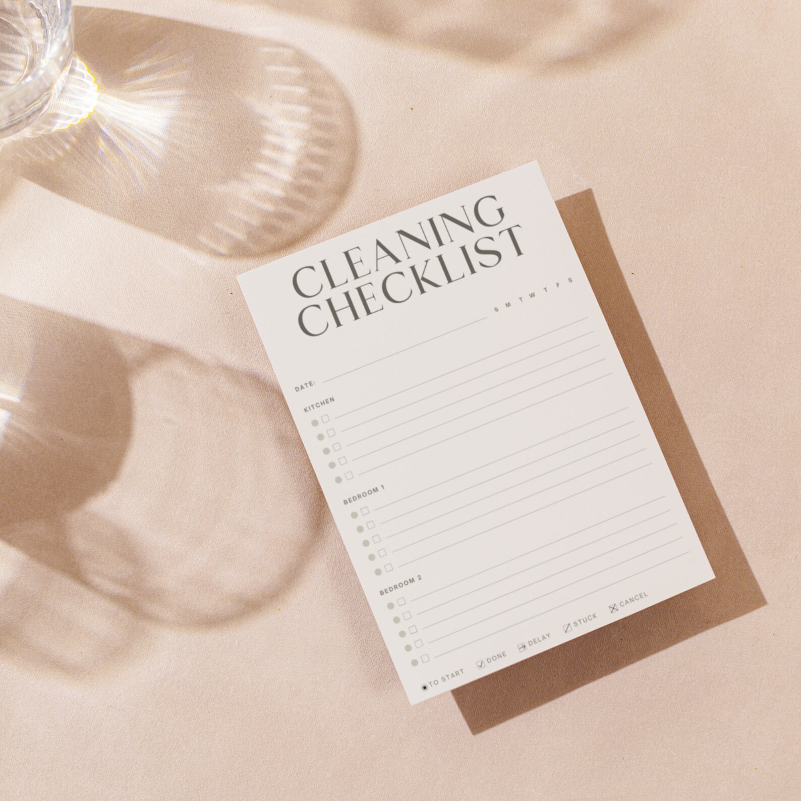 Weekly Cleaning Checklist Printable, to Start, Done, Delayed, Stuck ...