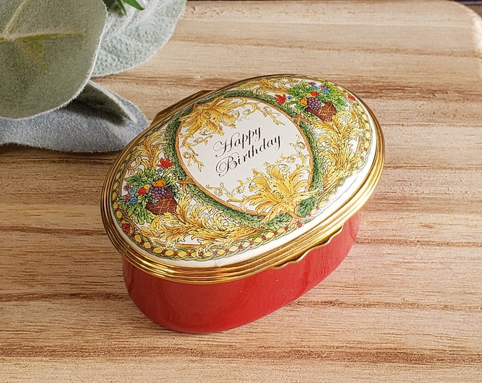HALCYON DAYS "happy Birthday" Music Box Hand-enameled on Copper With ...