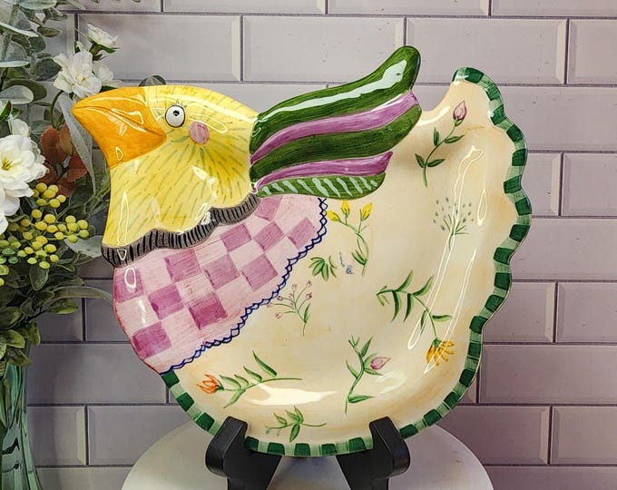 Vintage Fitz & Floyd "gypsy Chicks Collection" Retired Ceramic Canape Serving Dish Cookie Dish ...