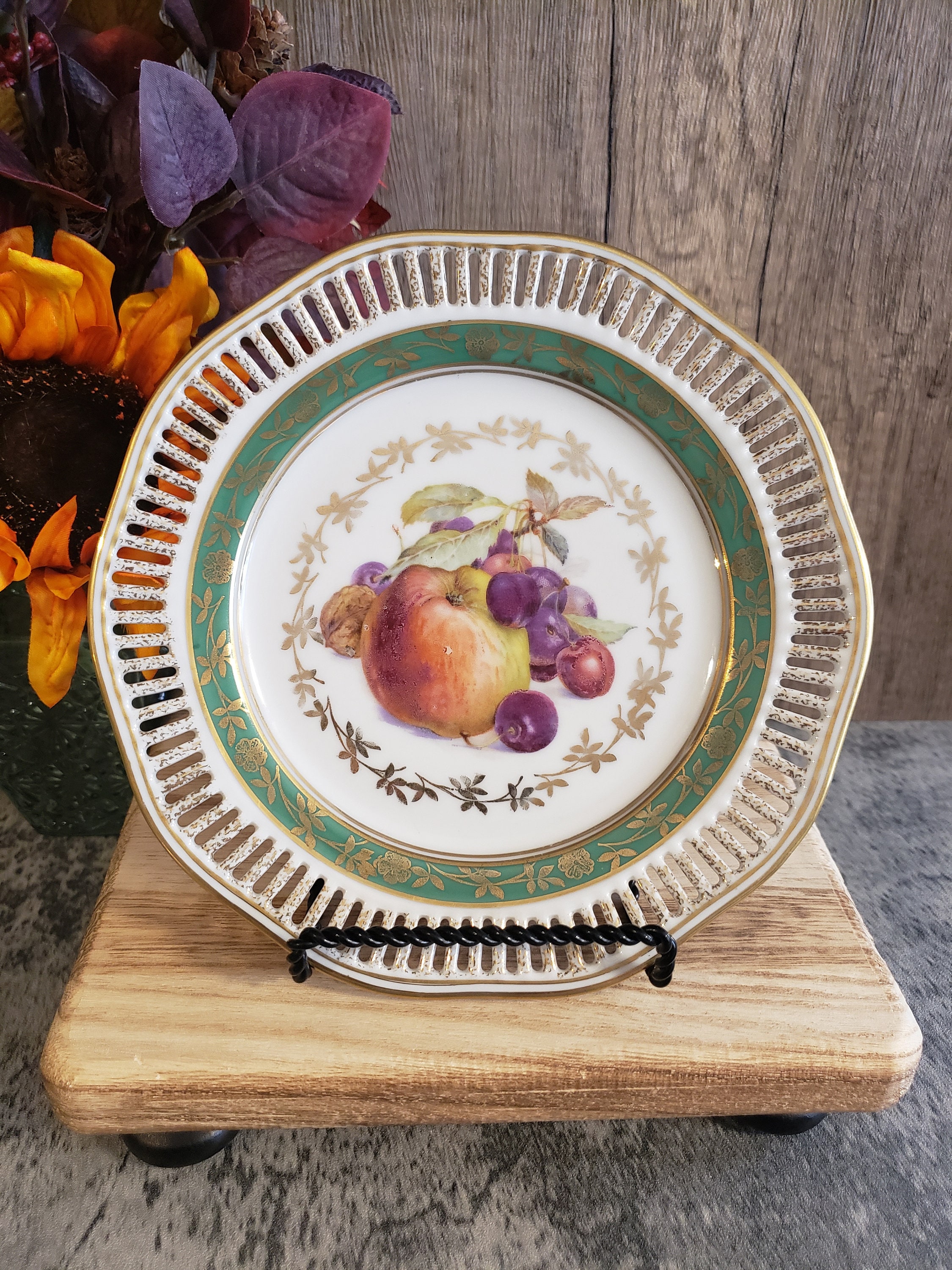 1970's Winterling Bavaria Germany Reticulated Fruit Decorated Porcelain ...