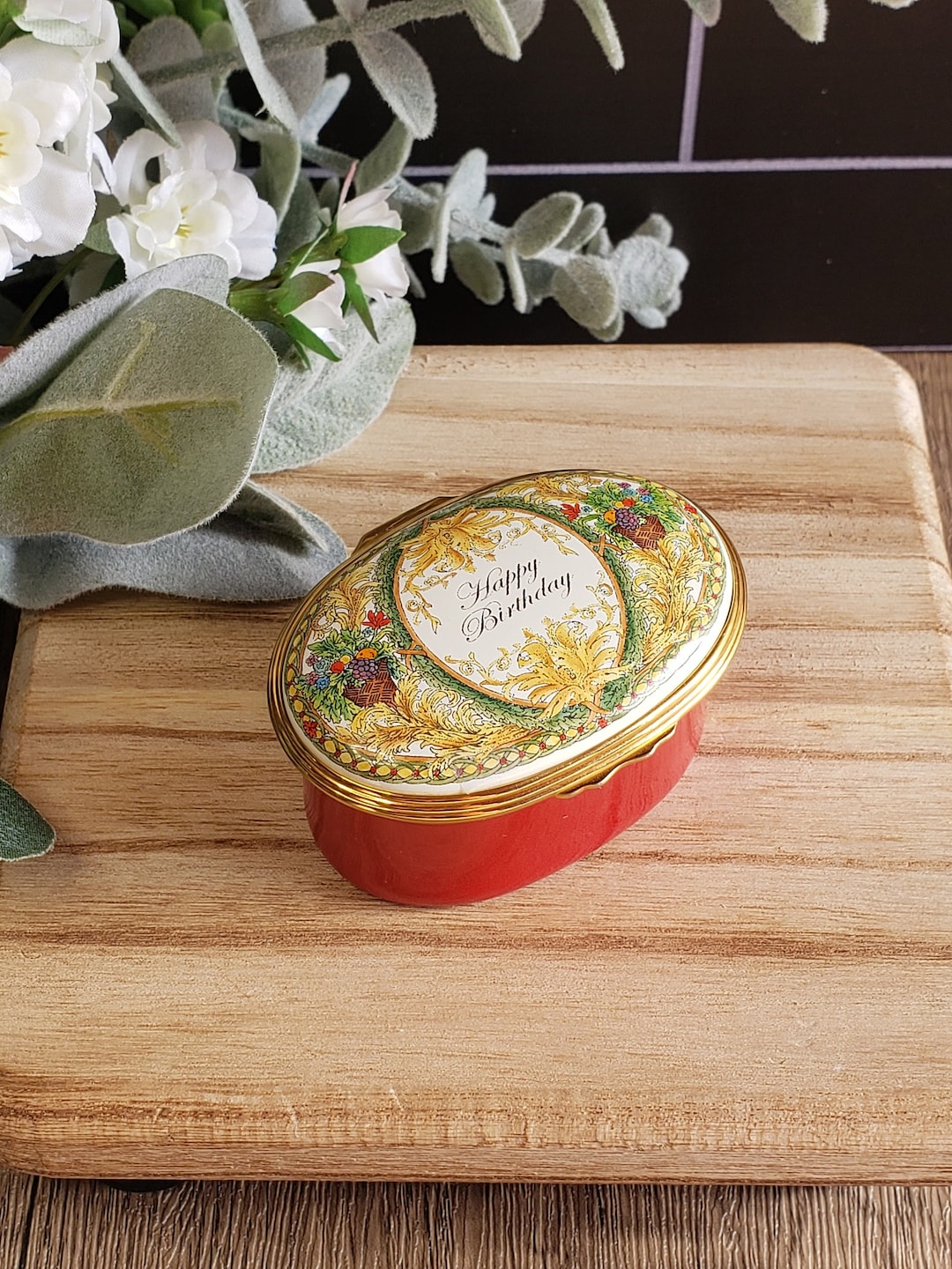 HALCYON DAYS happy Birthday Music Box Hand-enameled on Copper With 24K ...