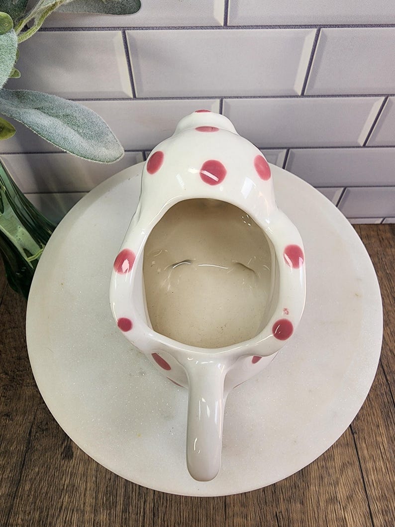 Vintage Schmid Design Ceramic Bunny Rabbit Creamer: Pink Polka Dot Vase ...