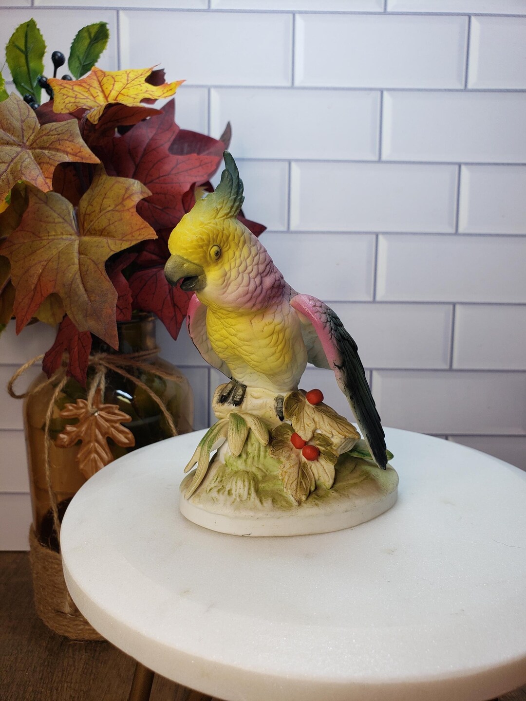 Vintage Lefton Parrot KW142B Hand Painted Porcelain Figurine Tropical ...