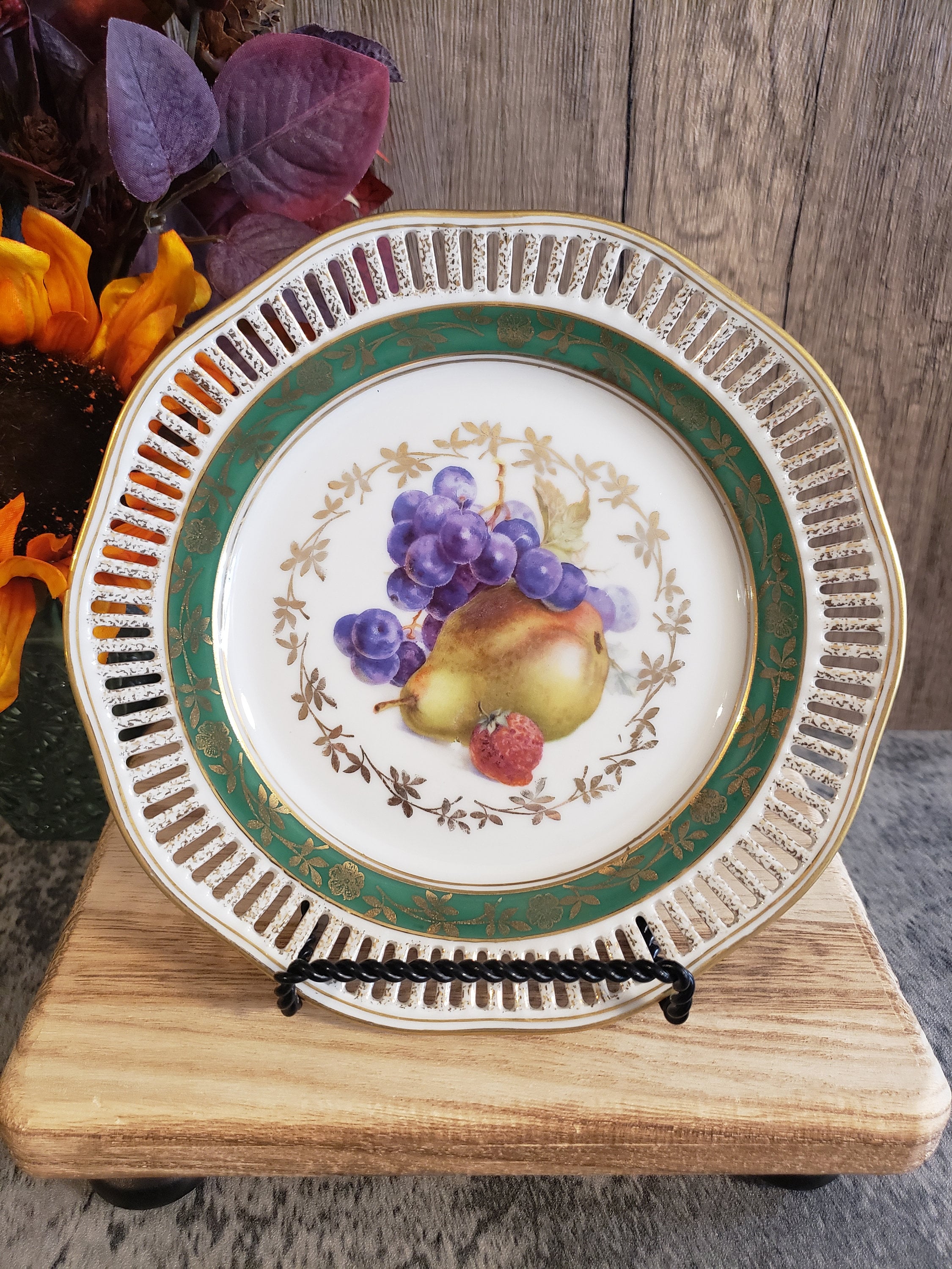 1970's Winterling Bavaria Germany Reticulated Fruit Decorated Porcelain ...