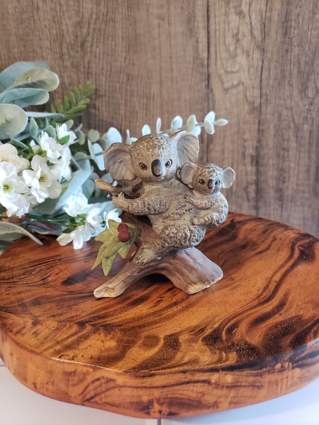 Vintage Lefton Mama & Baby Koalas on Tree Branch Porcelain Figurine ...
