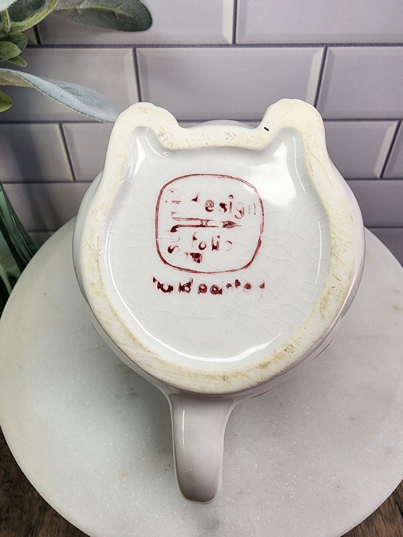 Vintage Schmid Design Ceramic Bunny Rabbit Creamer: Pink Polka Dot Vase ...