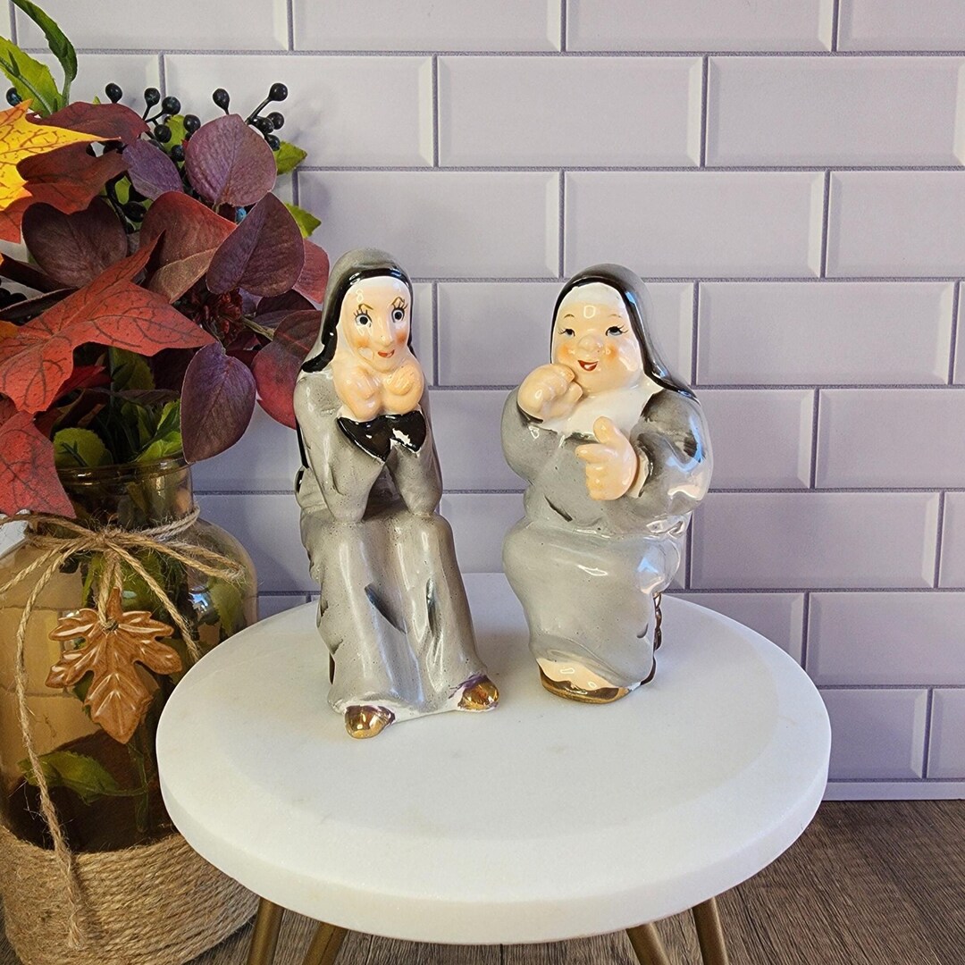 Vintage Hand Painted Tilso Japan Ceramic Nun Figurines Set of 2 1950's ...