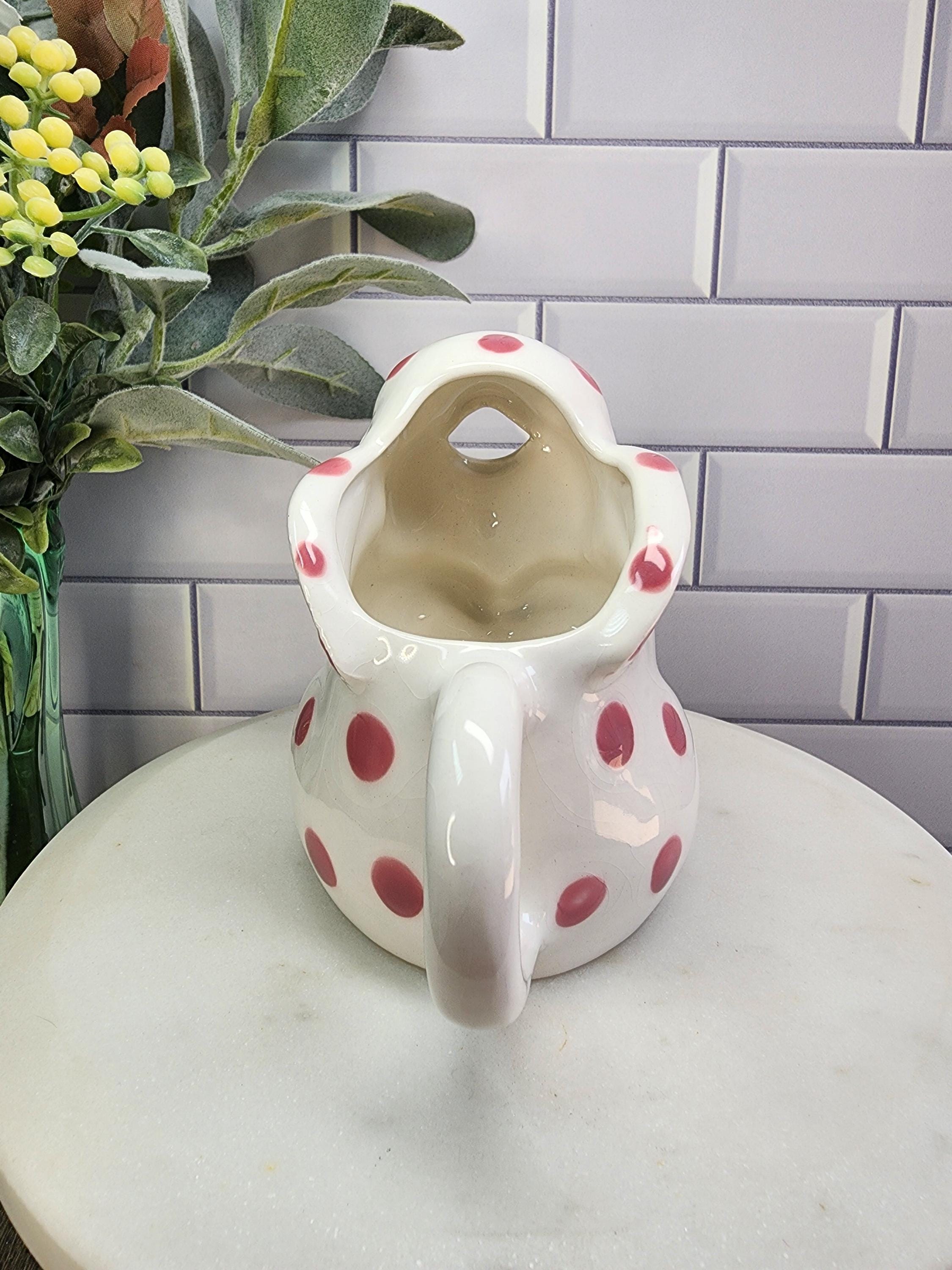 Vintage Schmid Design Ceramic Bunny Rabbit Creamer: Pink Polka Dot Vase ...