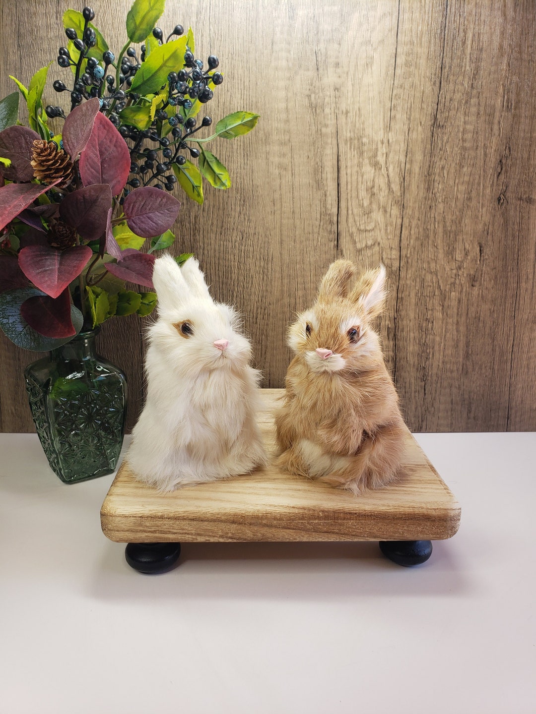 Vintage Authentic Fur Rabbit Realistic Figurine Set Gifts for Rabbit ...