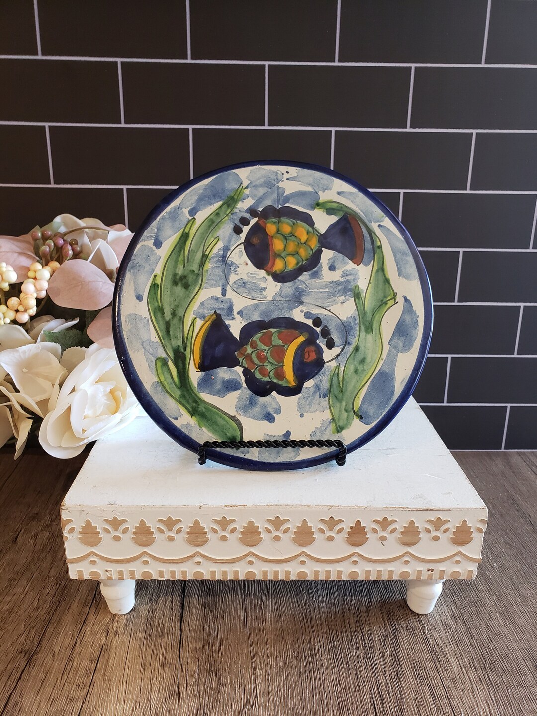 Talavera Pottery Hand Painted Undersea Fish Trivet Pottery Tray | Made ...