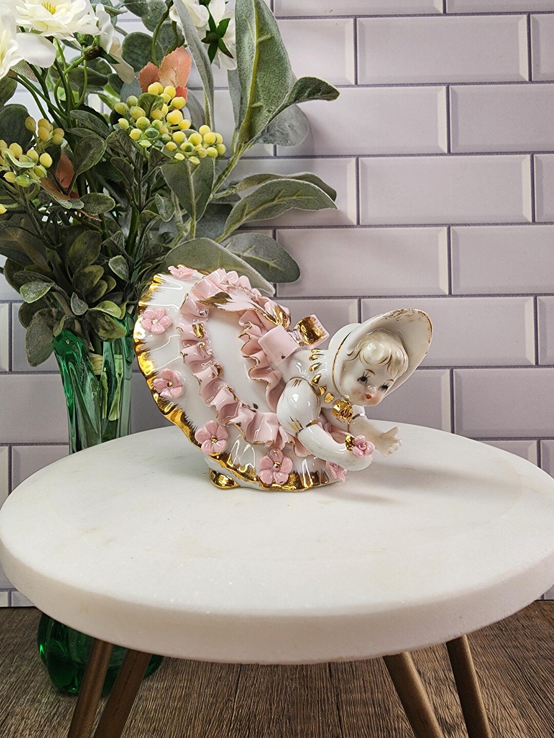 Vintage Signed Geo Z. Lefton Porcelain Bloomer Girl KW1412 Lefton ...