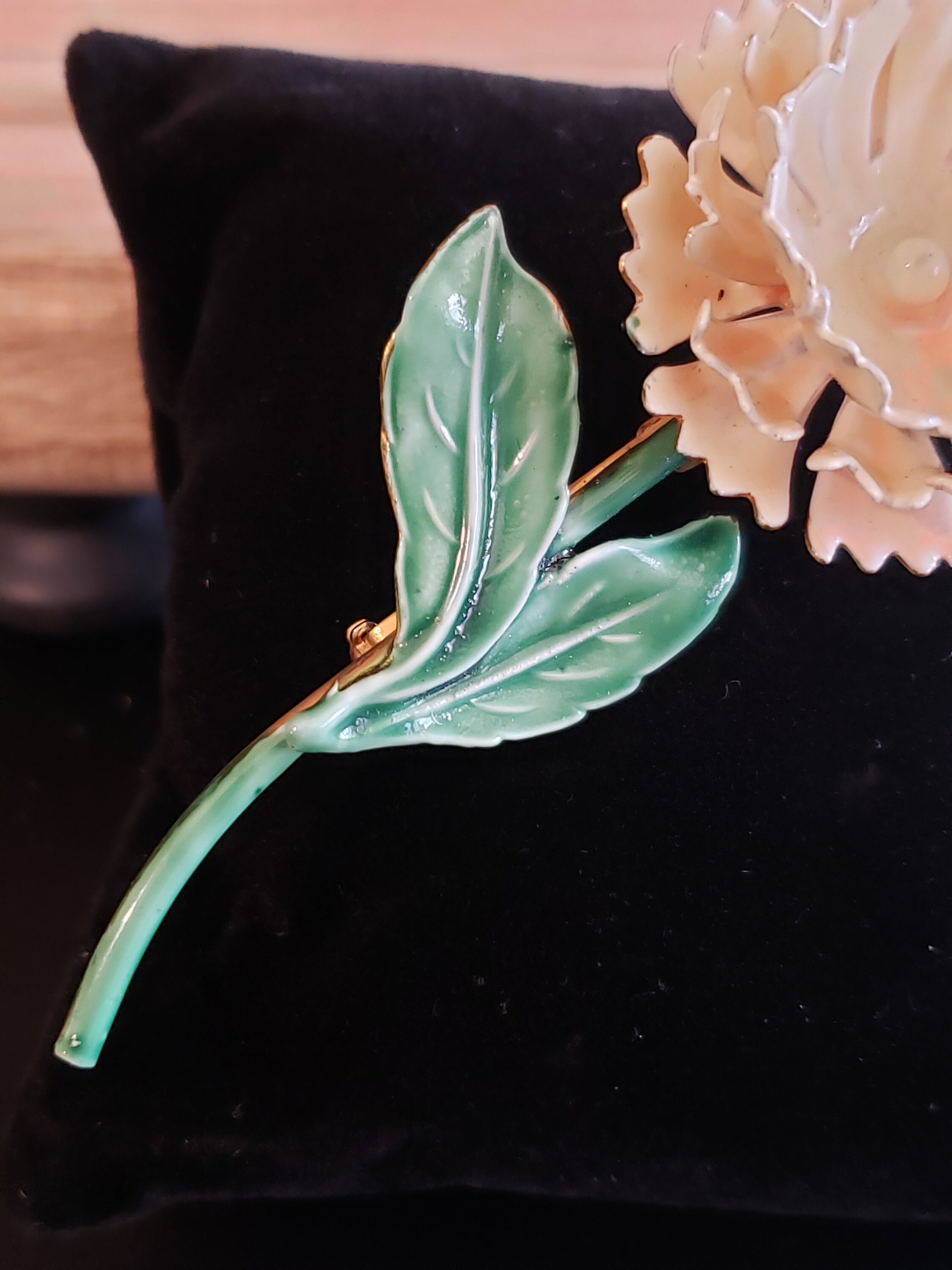 1960's Sandor Co Goldtone Hand Painted Enamel Carnation With Butterfly ...