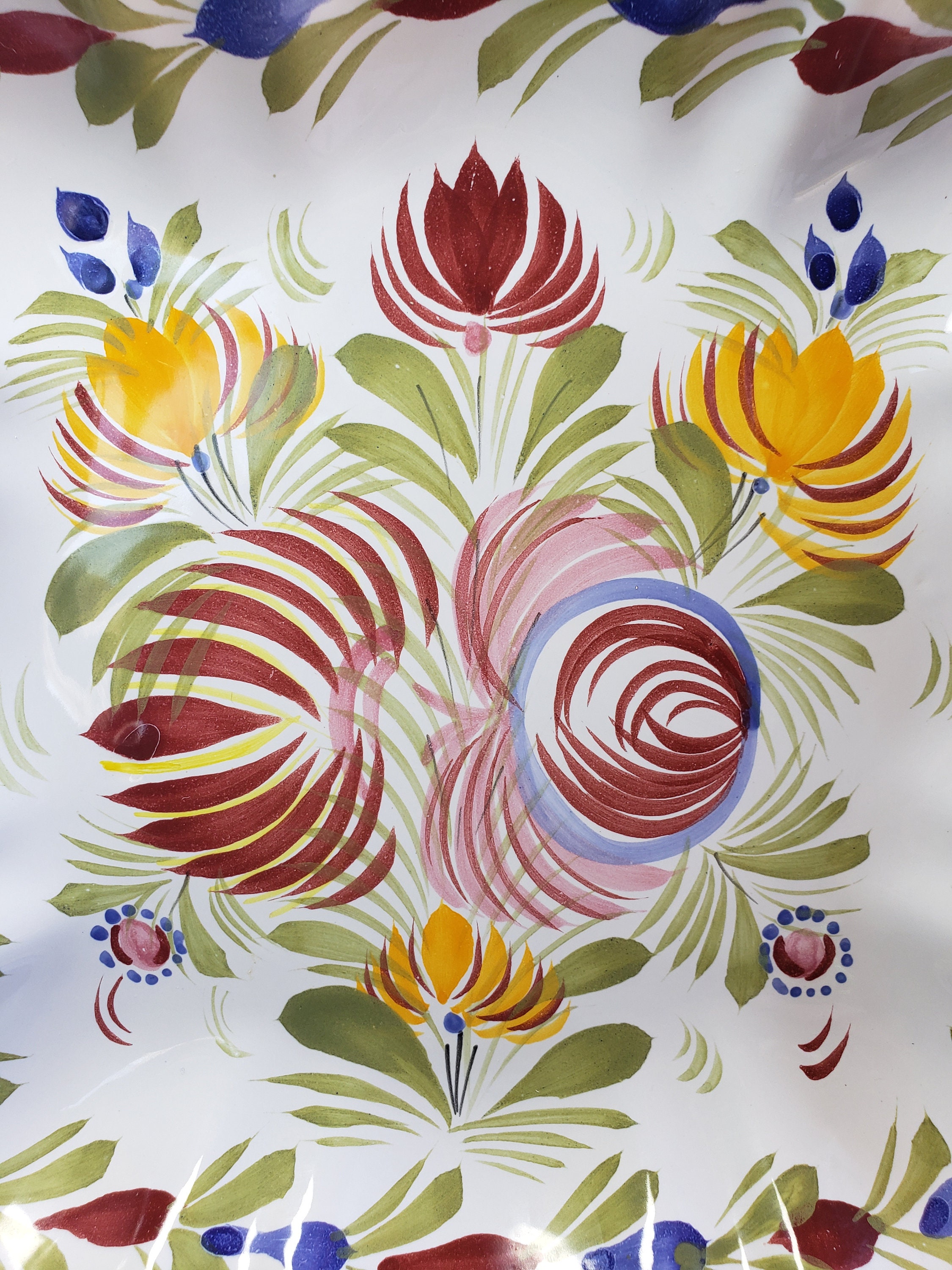 Vintage Signed HB HENRIOT QUIMPER Pottery Hand Painted Square Dish Made ...