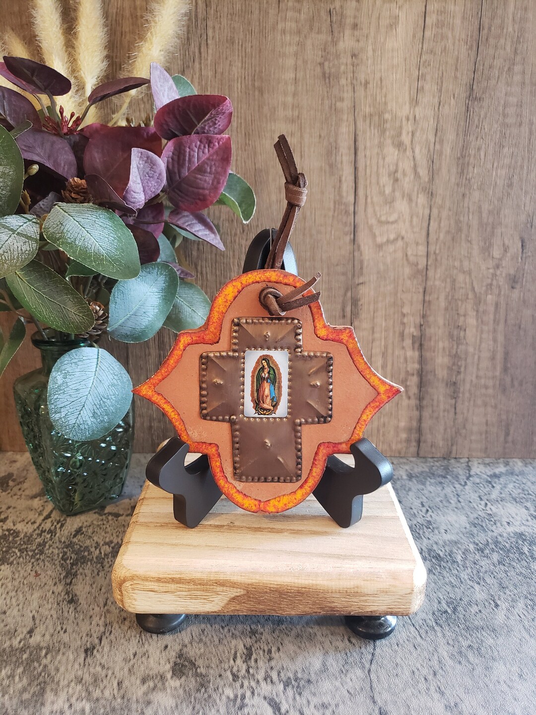 Hanging Cross of Lady of Guadalupe Virgin Mary Copper Cross on ...