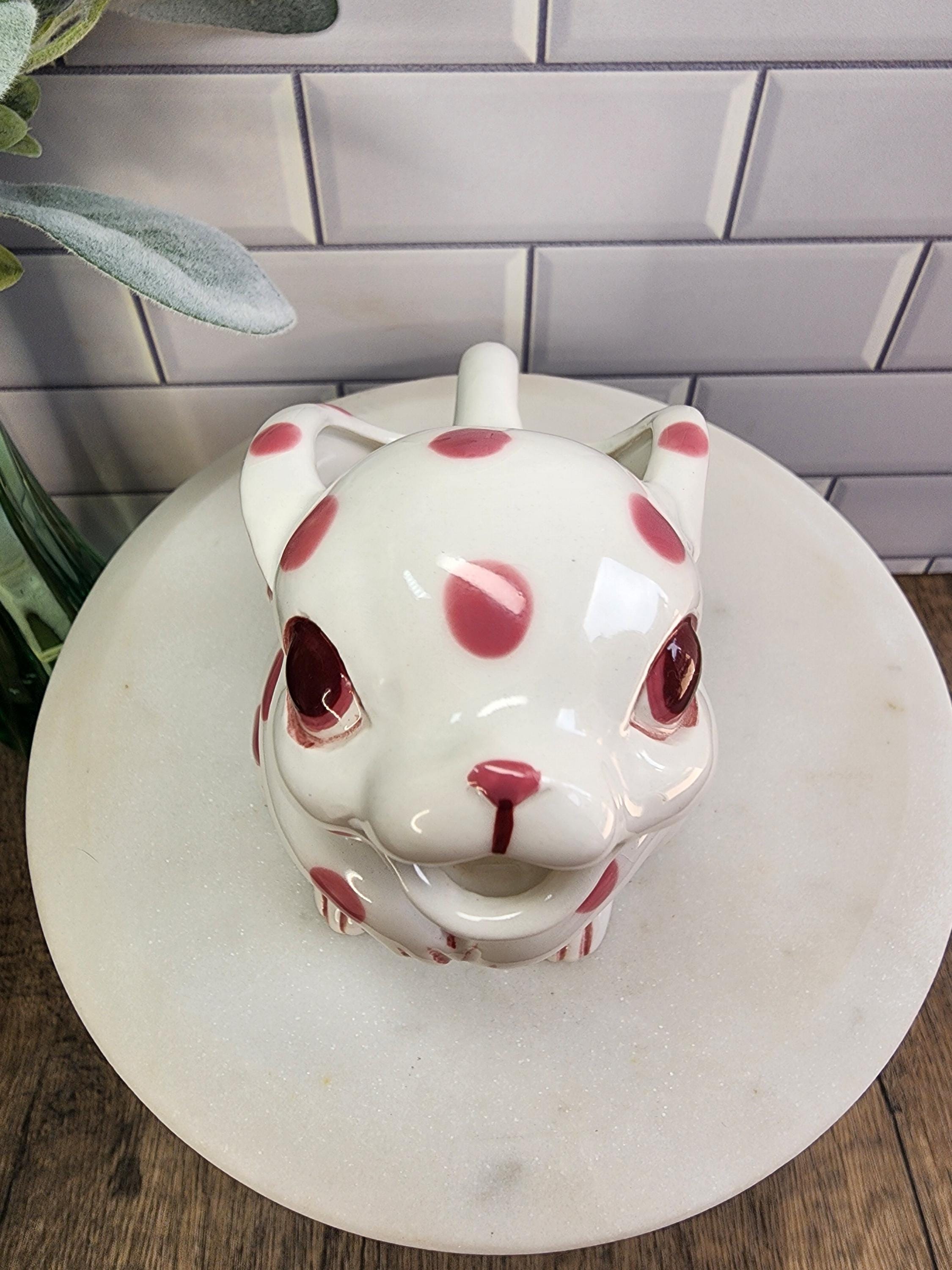 Vintage Schmid Design Ceramic Bunny Rabbit Creamer: Pink Polka Dot Vase ...