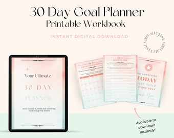 30 Day Goal Planner - Printable Instant Download - Etsy