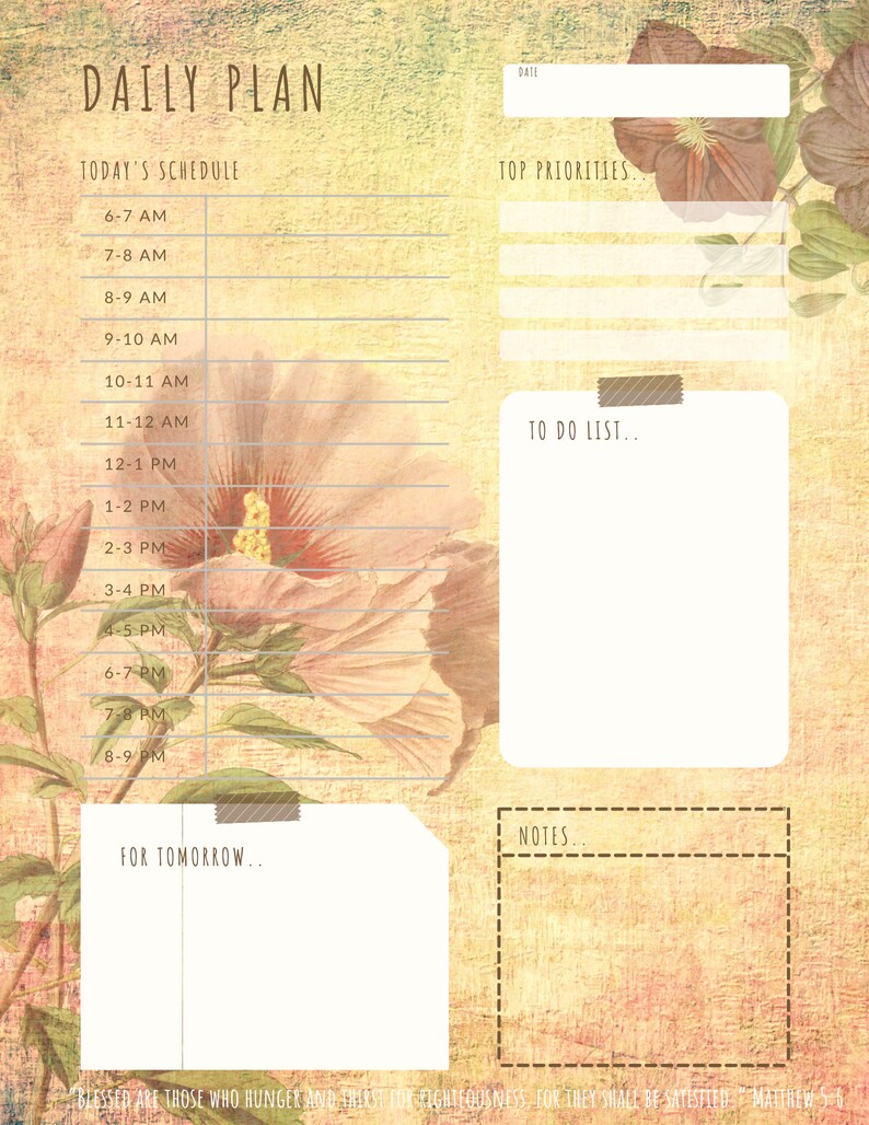 Vintage Daily Planner With Scripture - Etsy