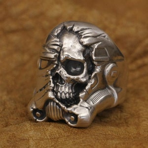 Broken Helmet Skull Ring Biker Ring Unique Skull Ring Gothic Ring ...