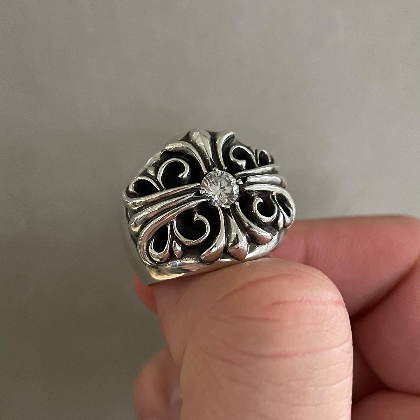 Chrome Heart Ring, Cross Flower Ring, Religious Rings, Handmade Ring ...