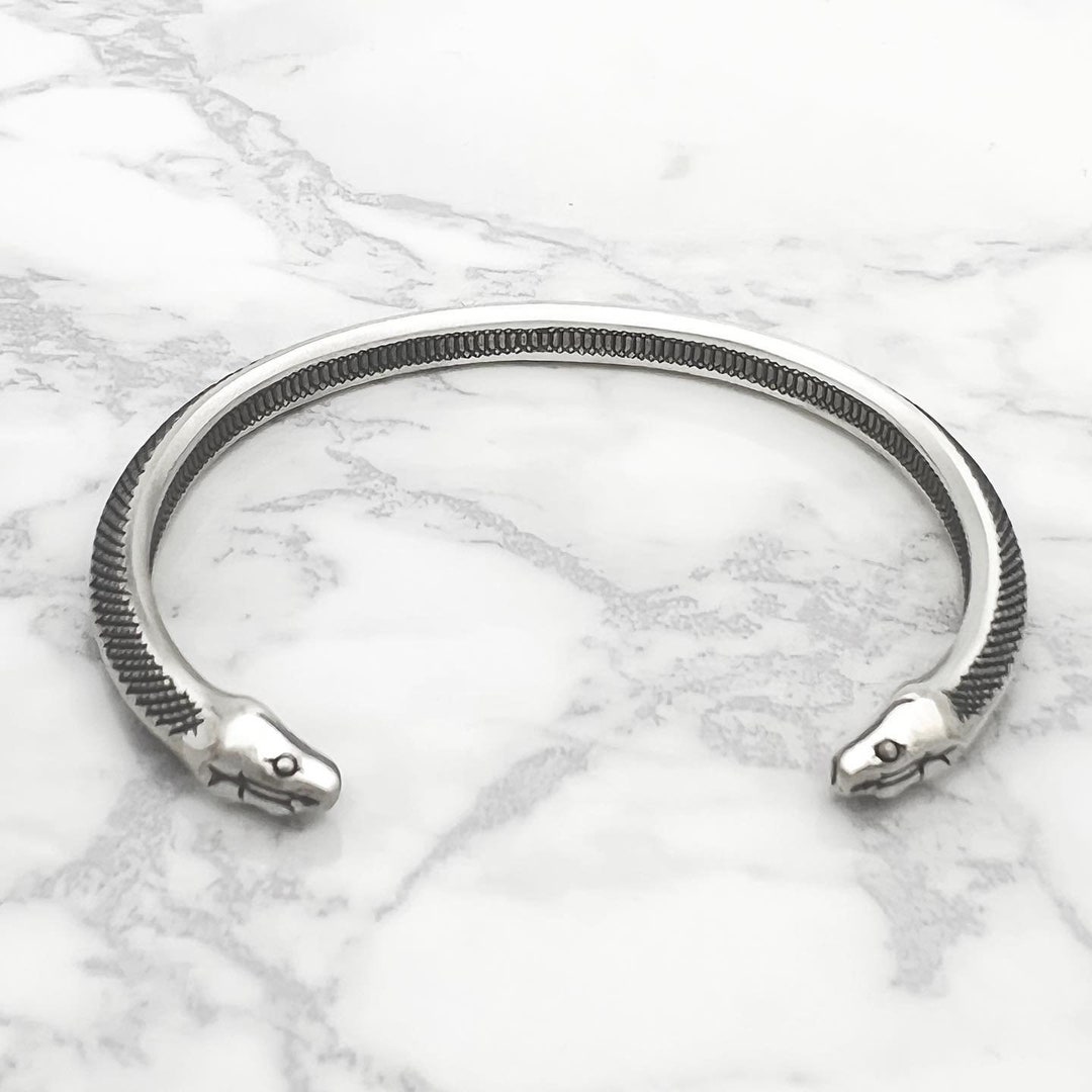 Beautiful 925 Silver Double Head Snake Bangle Snake Bracelet Snake Cuff ...