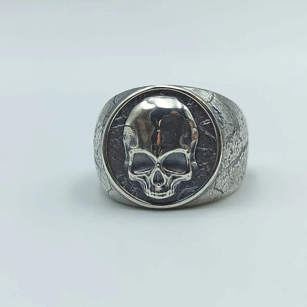 Skull Signet Ring 925 Sterling Silver Round Signet Ring Gift for ...