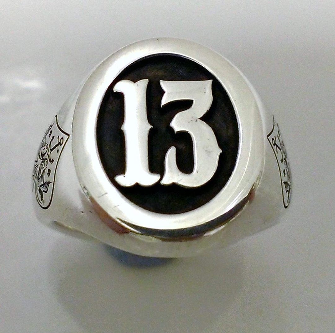 Lucky Number 13 Men Ring, 925 Sterling Silver Thirteen Ring, Gothic ...