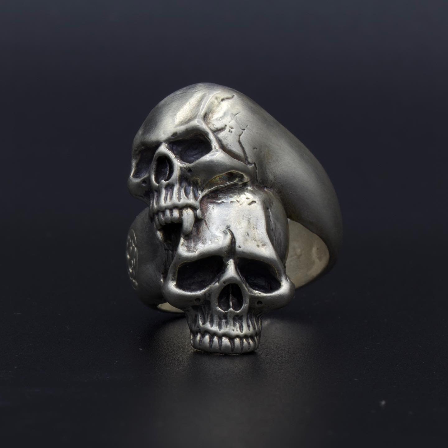 Silver Mens Skull Ring Double Skull Ring Handmade Skull - Etsy