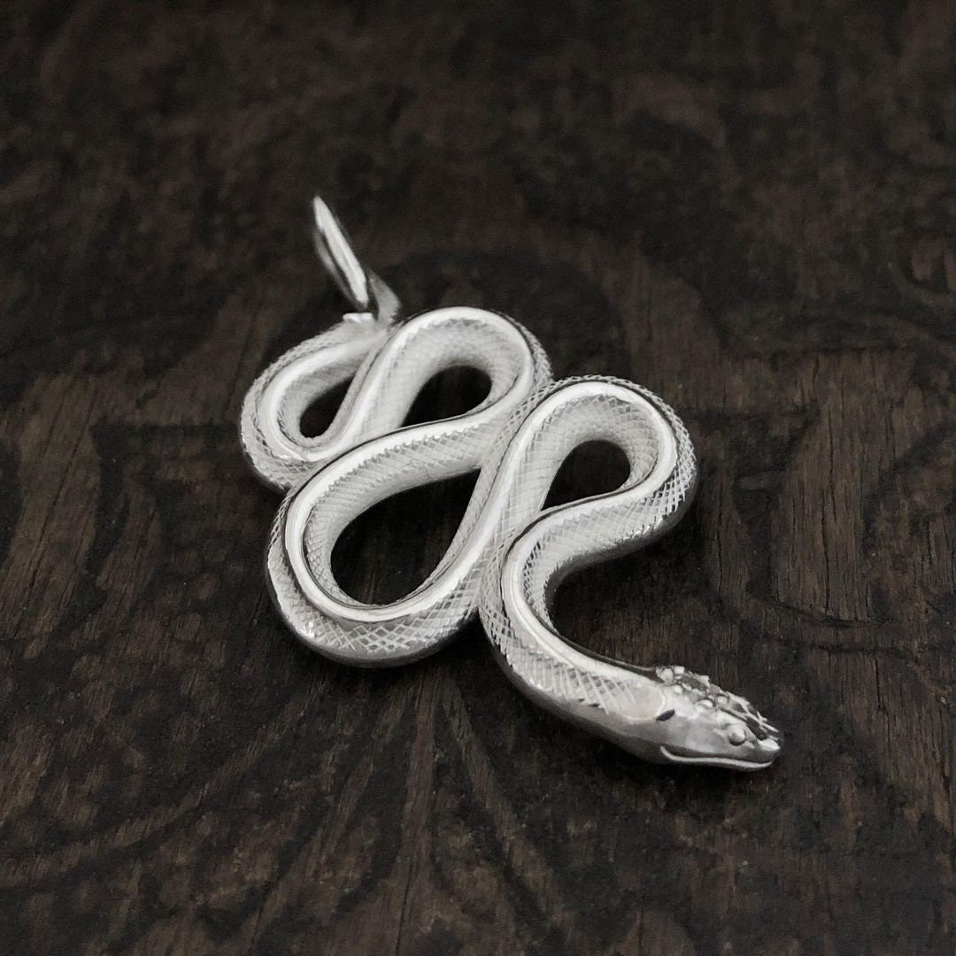 Twisted Snake Pendant | Serpent Necklace | 925 Sterling Silver Charm ...