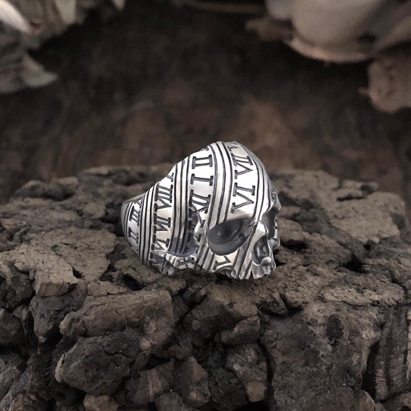 Skull Ring, Handmade 925 Sterling Silver Men Biker Ring, Skull Gothic ...