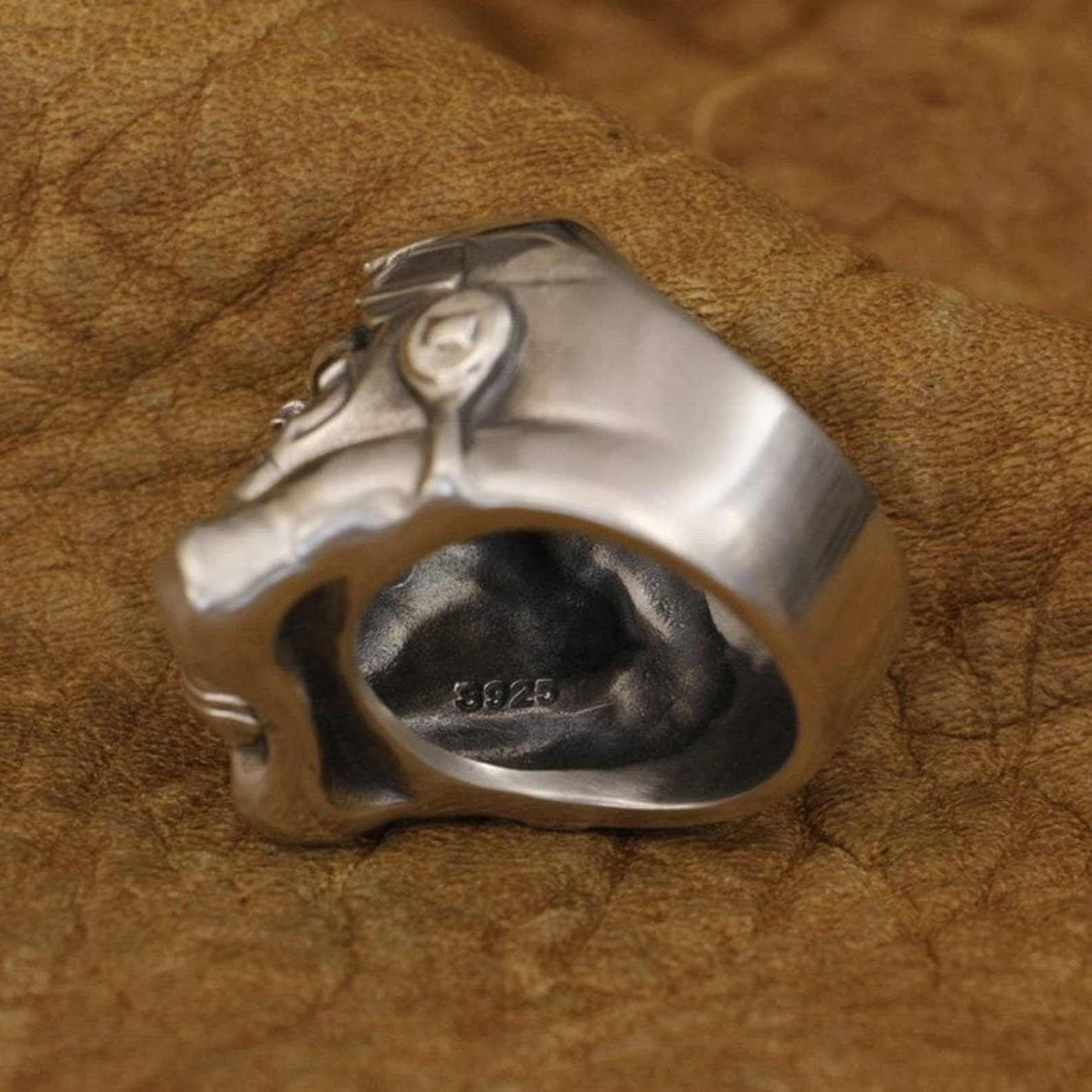 Broken Helmet Skull Ring Biker Ring Unique Skull Ring Gothic Ring ...