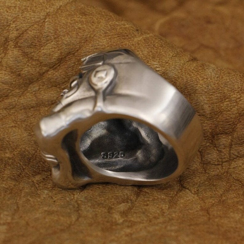 Broken Helmet Skull Ring Biker Ring Unique Skull Ring Gothic Ring ...