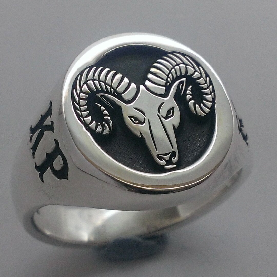 Aries Zodiac Silver Signet Ring, Male Pinky Ring, Aries Ram Ring ...