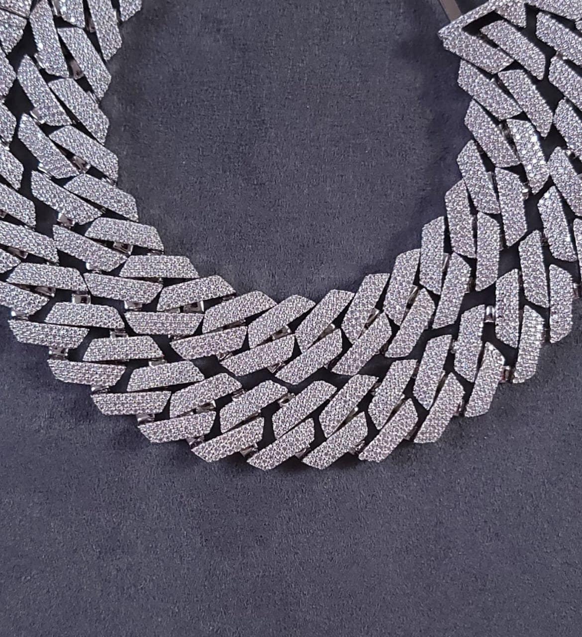 Iced Out Cuban Link Chain Necklace, Bling Cuban Chain, Hip Hop Jewelry ...