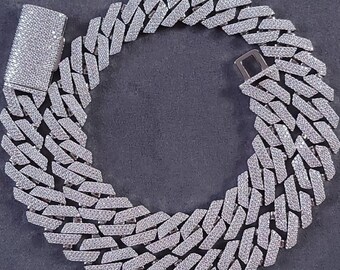 Iced Out Baguette Diamond Chain Miami Cuban Link VVS - Etsy