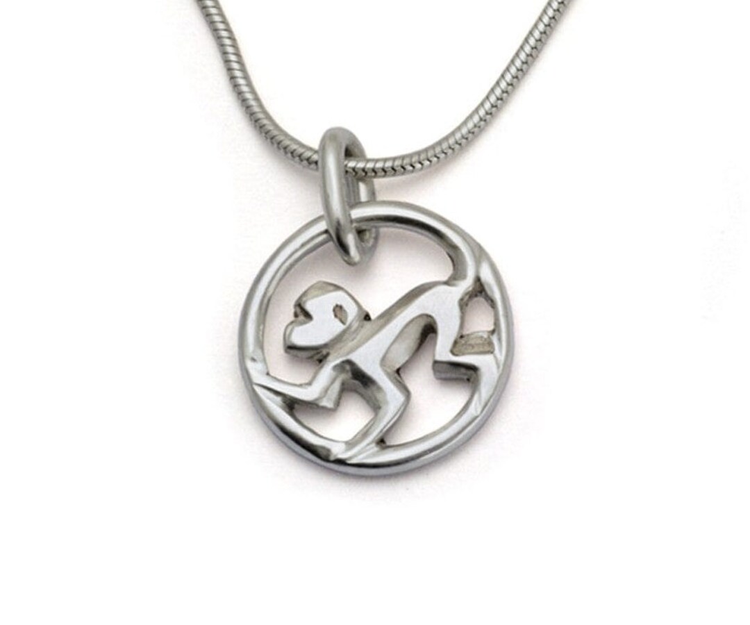 925 Silver Monkey Pendant, Hand Made Silver Monkey Necklace, Ape ...