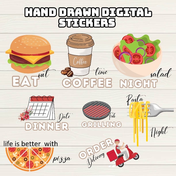 Meal Planner Digital Stickers Cooking 350 Stickers, Goodnotes File, Pre ...