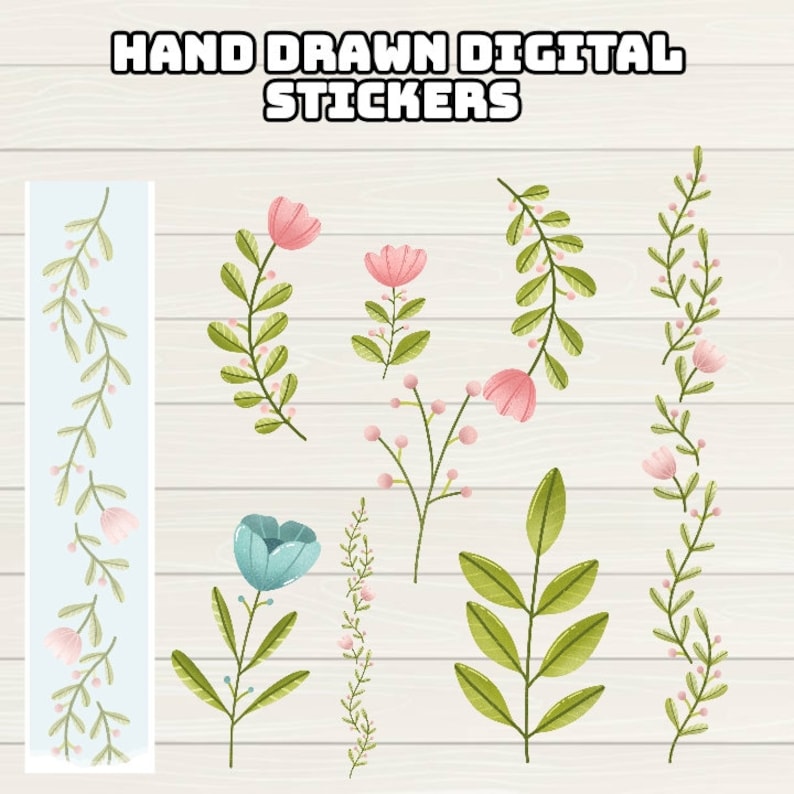 Spring Digital Stickers: 118+ Floral Planner Stickers (goodnotes, PNG ...