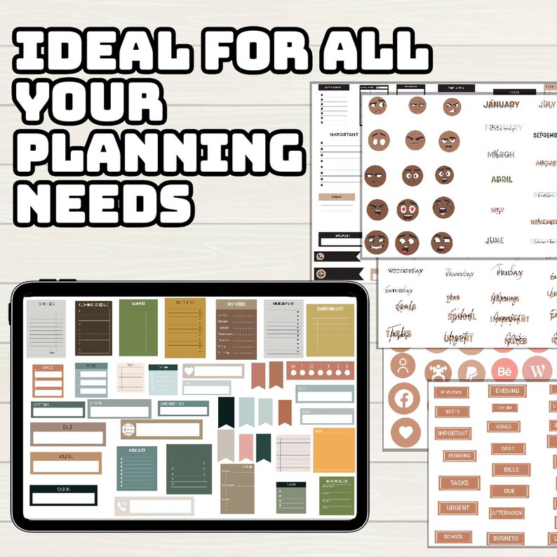 Boho Digital Planner Digital Stickers 300 Stickers, Goodnotes File, Pre ...