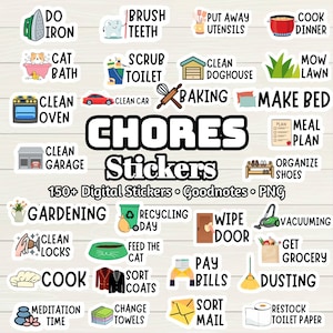 Chores Digital Stickers: 175+ Pre-cropped Planner Stickers (goodnotes ...