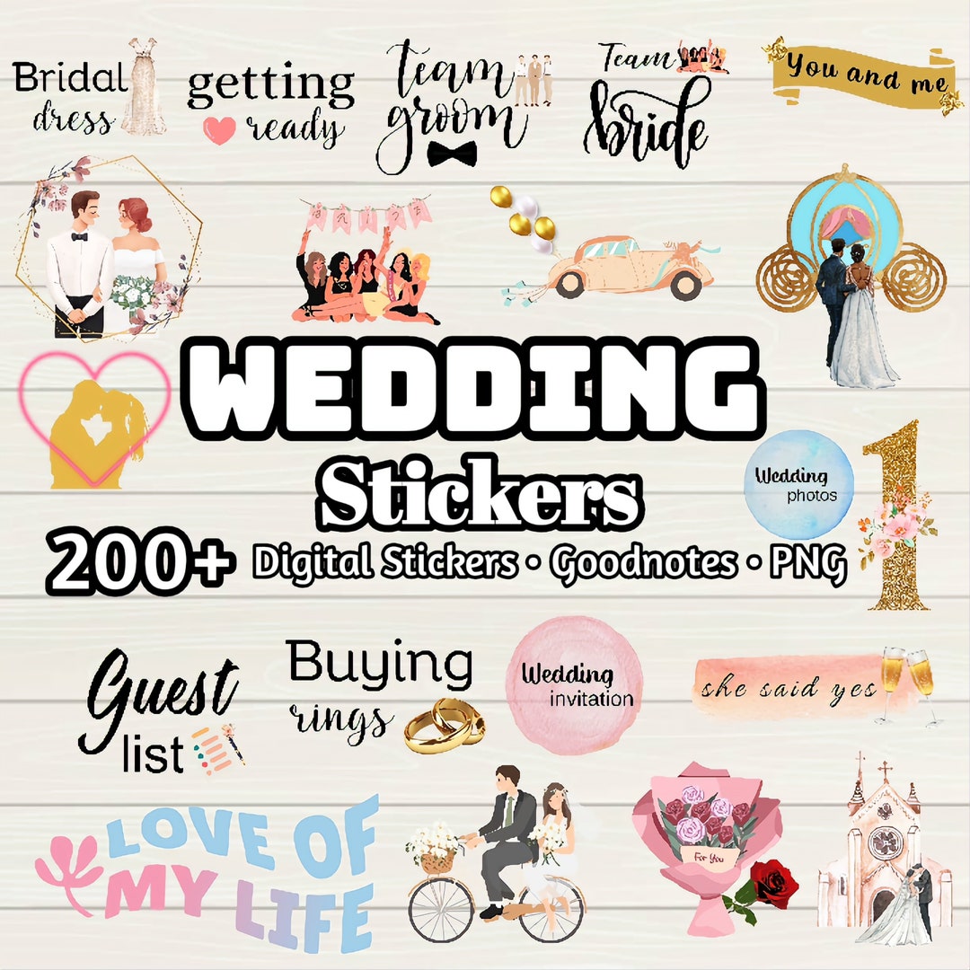 200+ Wedding Digital Stickers: Goodnotes, PNG Files (pre-cropped) - Etsy