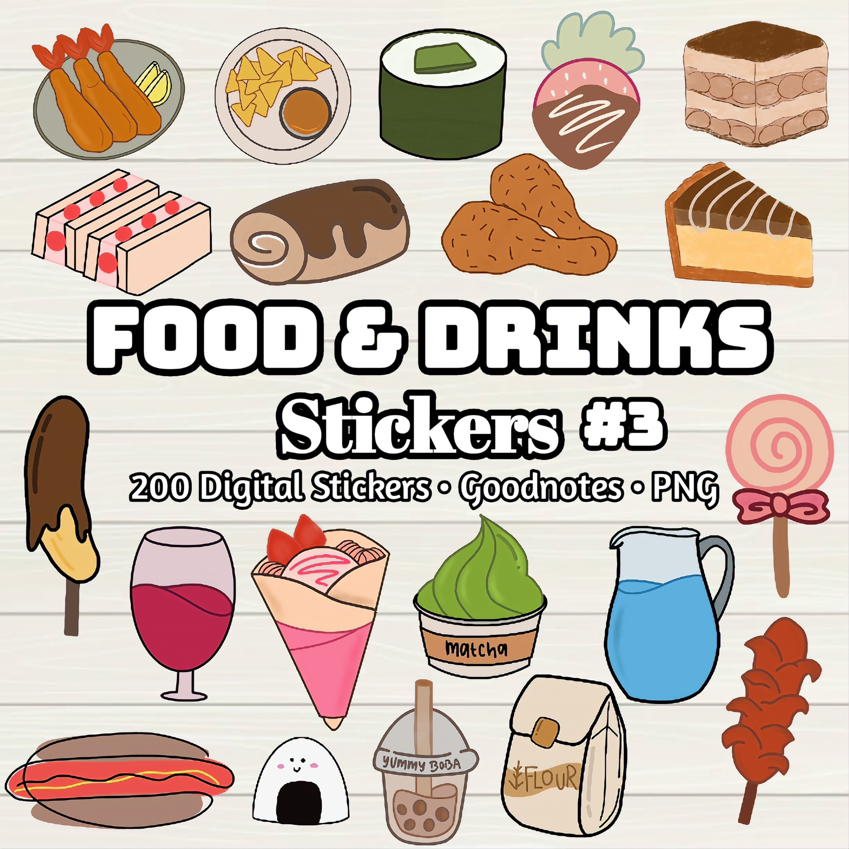 Food & Drink Digital Stickers: 200+ Pre-cropped Pngs (goodnotes) - Etsy