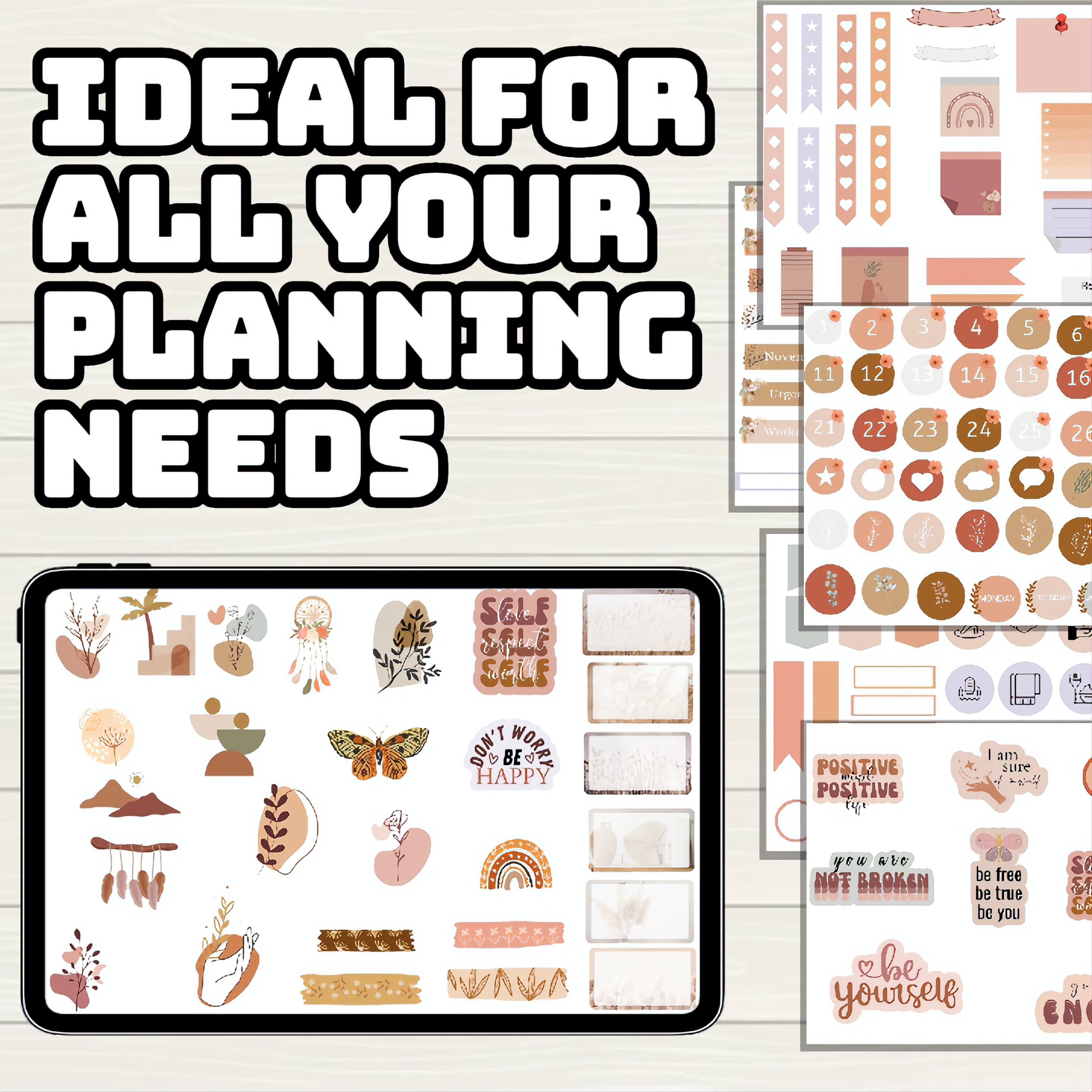 Aesthetic Boho Digital Planner Digital Stickers 200 - Etsy