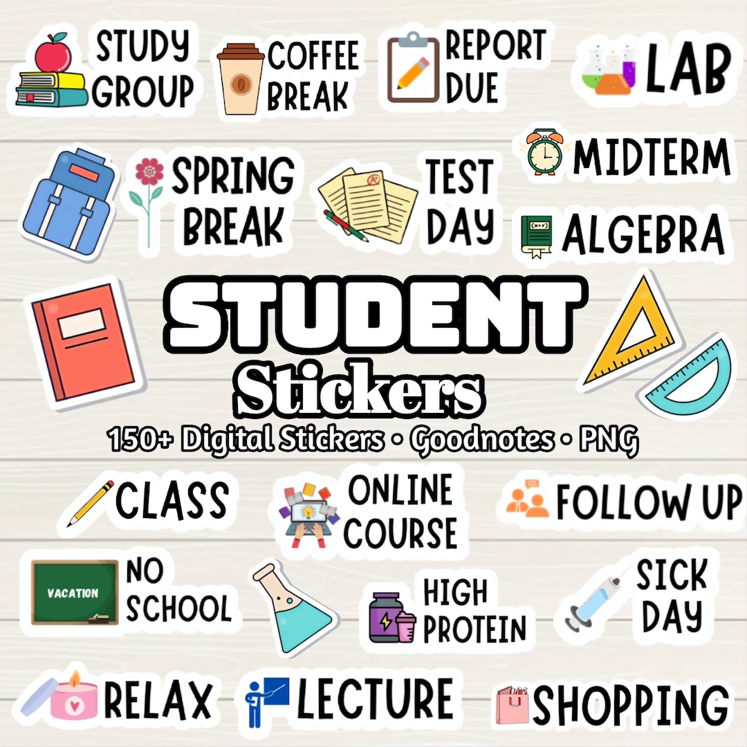Student Digital Stickers - 150+ Stickers, Goodnotes File, Pre-cropped ...