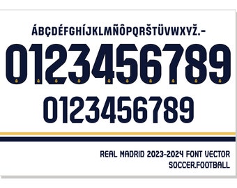 Font Vector Jersey Real Madrid 2023/2024 Font SVG, PDF, TTF / Cutting ...