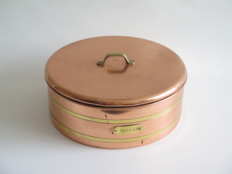 Copper Bread Box, Vintage Copper Metal, Made in Sweden Round Box ...